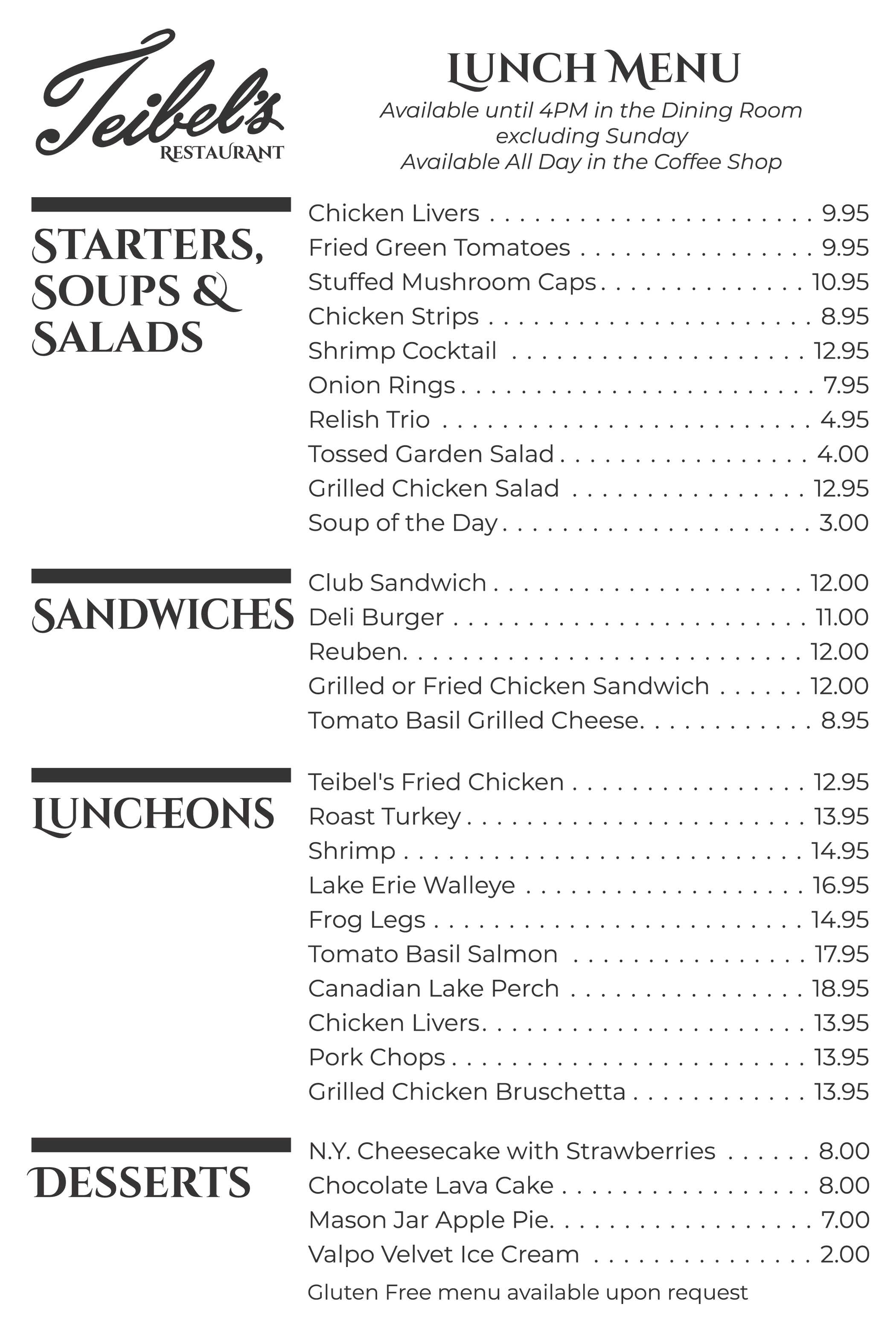 Teibel’s: The Schererville Restaurant for Carry Out