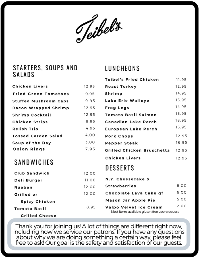 Teibel’s: The Schererville Restaurant for Carry Out